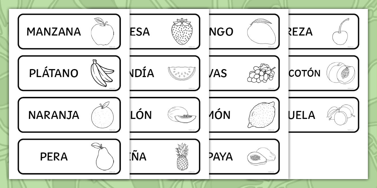 Tarjetas de vocabulario: Frutas