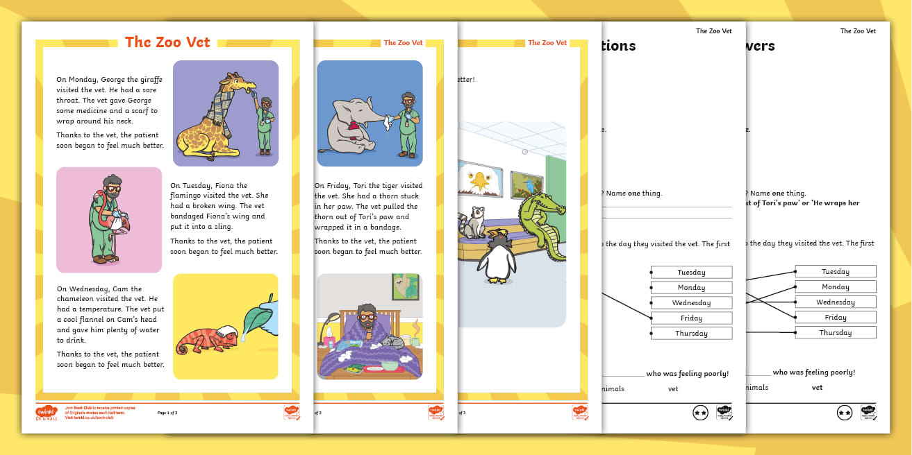 The Zoo Vet Differentiated Reading Comprehension Year 1