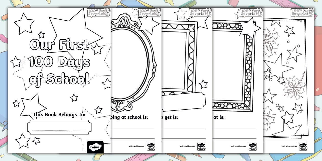 100th Day Surprise – 100 Days Book Memory Templates