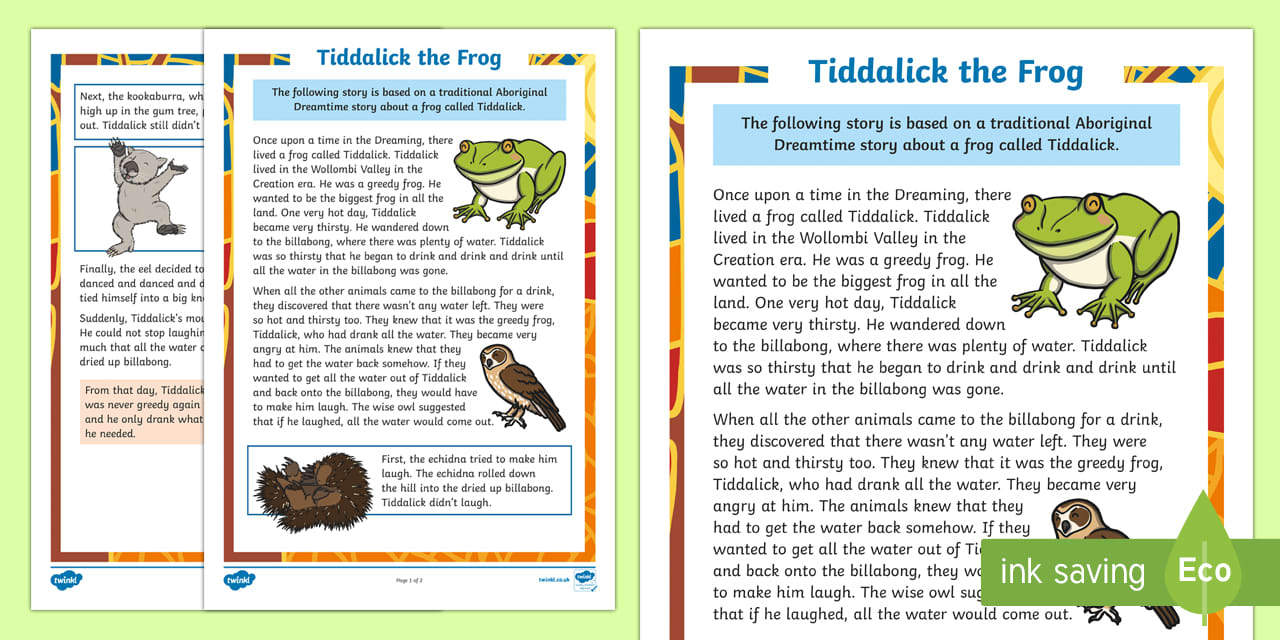 ‘Tiddalick the Frog’ PDF Story - Australia - Twinkl