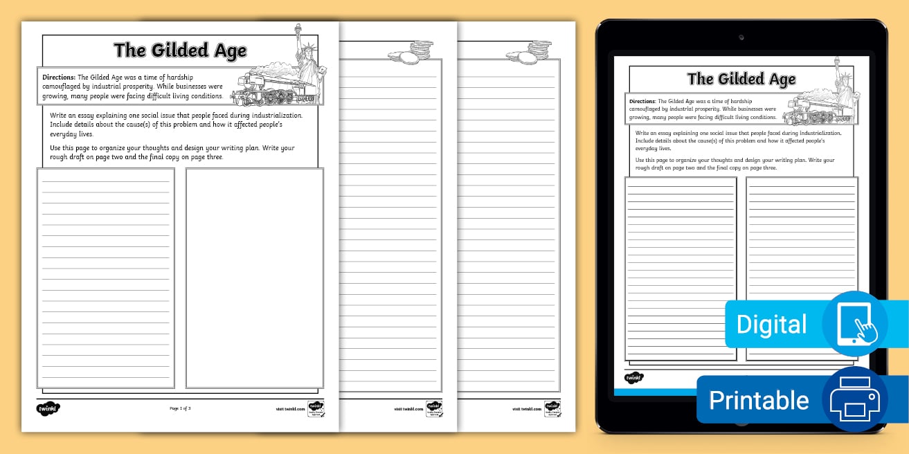 Gilded Age Reflection Writing for 6th-8th Grade