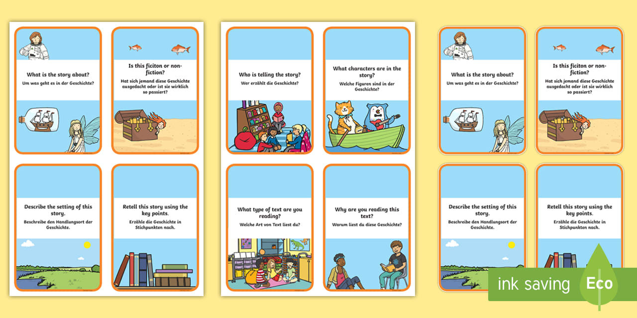 Reading Comprehension Prompt Cards English/German