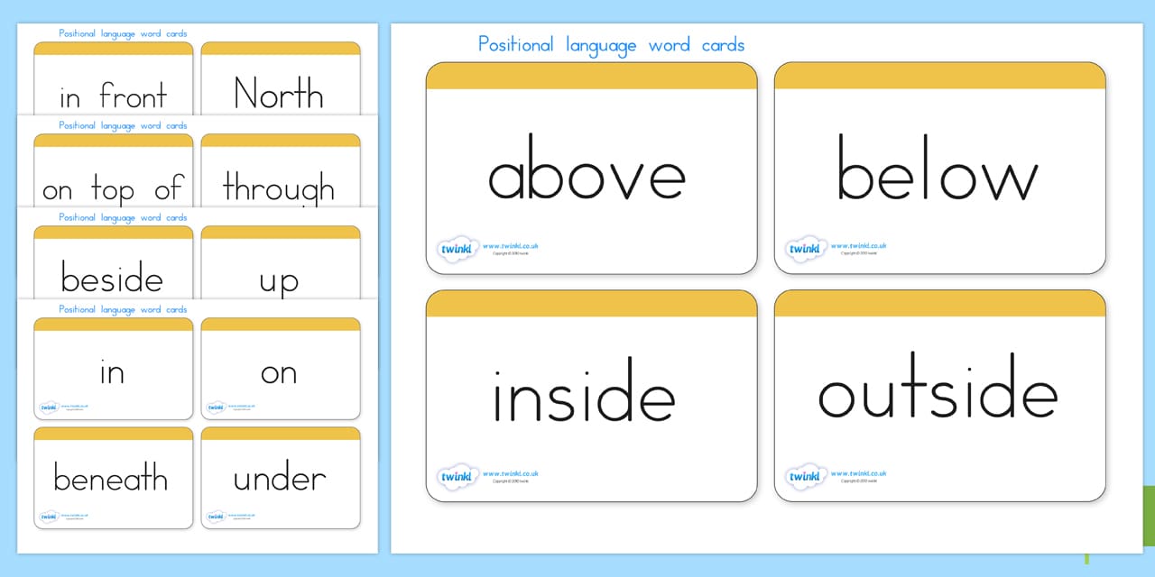 Positional Language Word Cards Simple