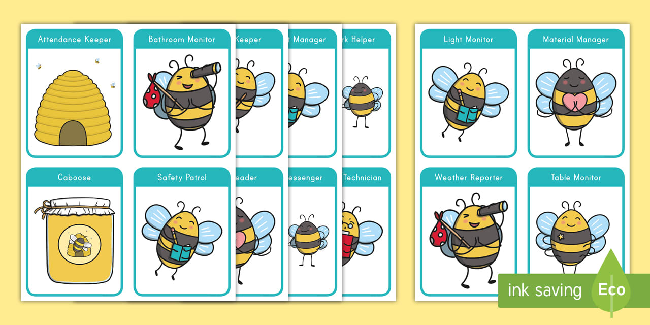 Bees Classroom Jobs Rectangle Cards