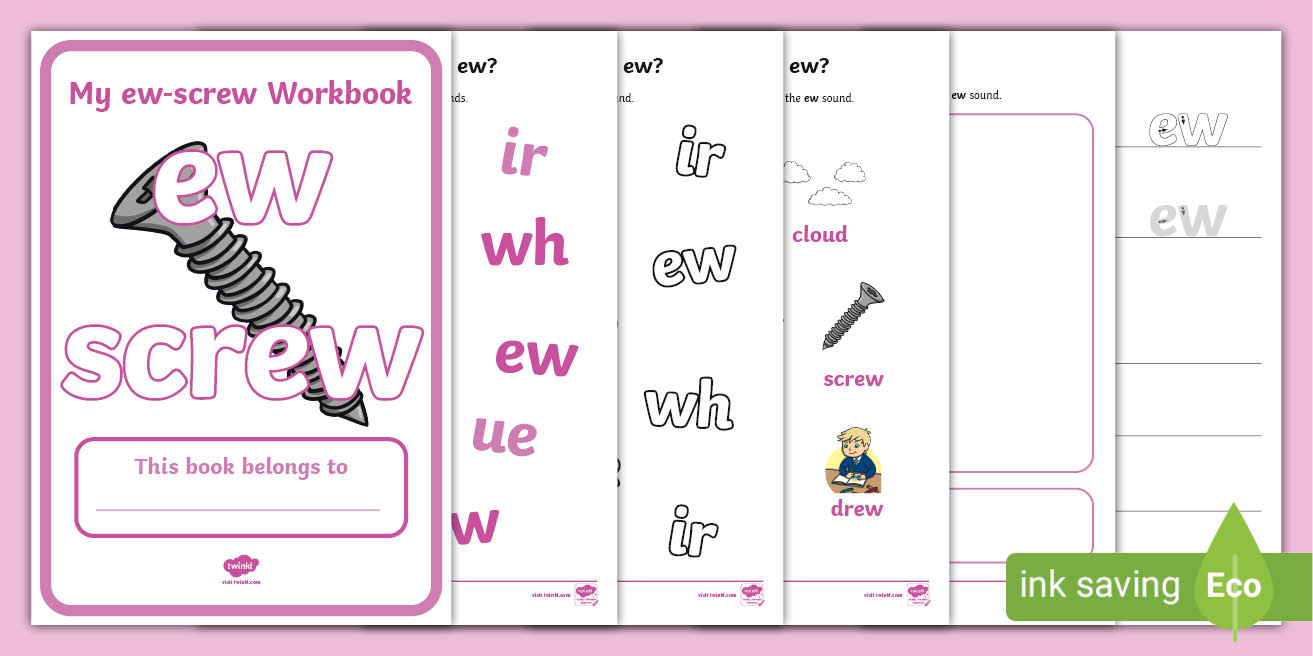 Phase 5 ew screw Grapheme Workbook - phase five, graphemes