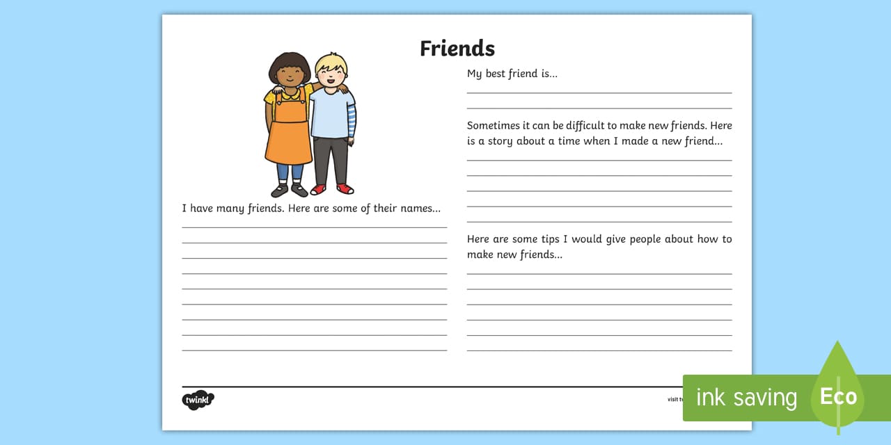 Friends Reflective Writing Template