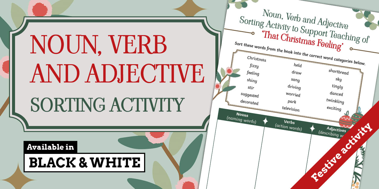 Christmas Noun Verb Adjective Sorting Activity