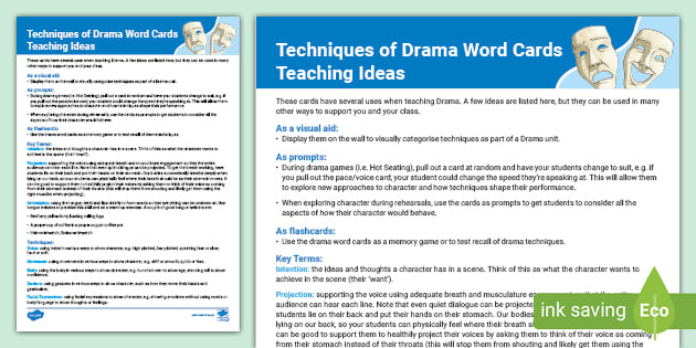 How to Use Drama Techniques Word Cards – Teacher Guidance