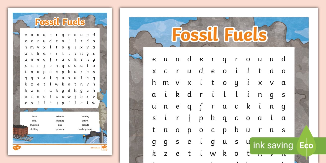 Fossil Fuels Word Search