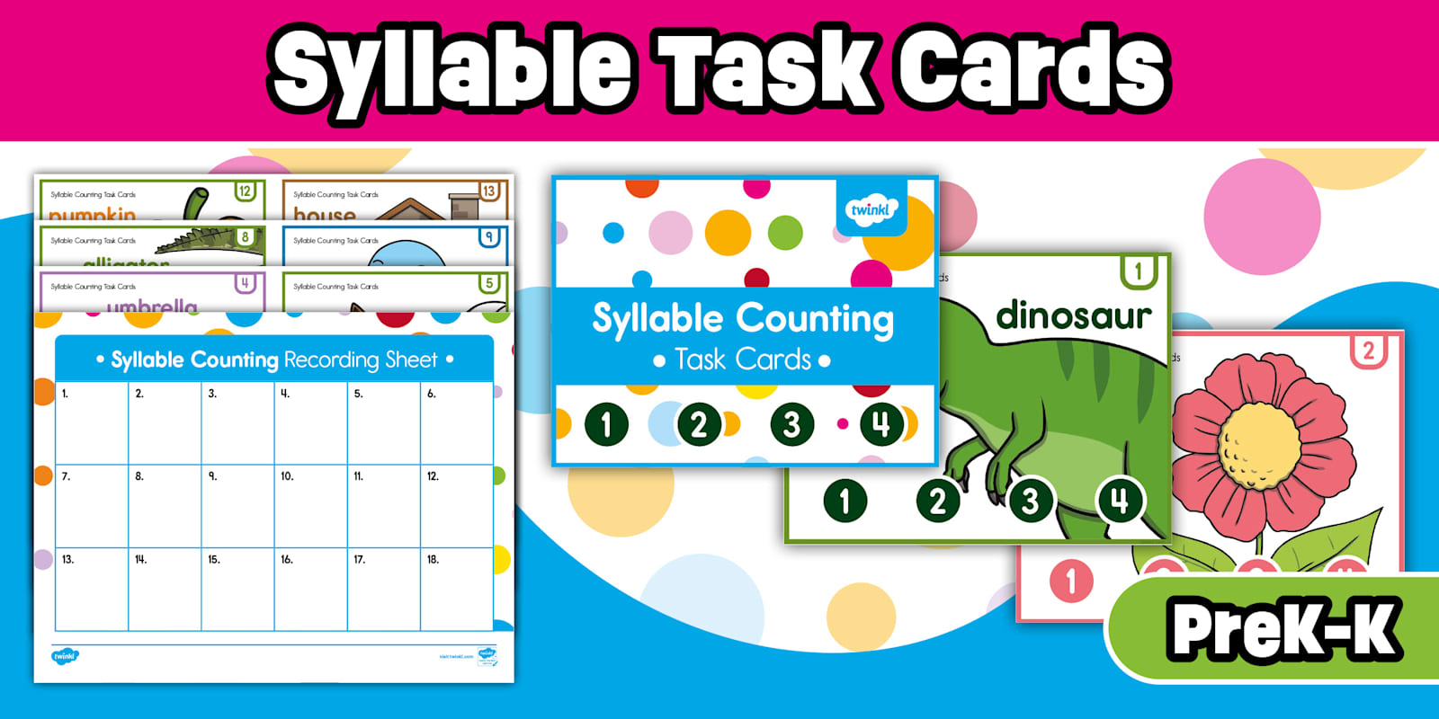 Syllable Counting Task Cards for PreK-K
