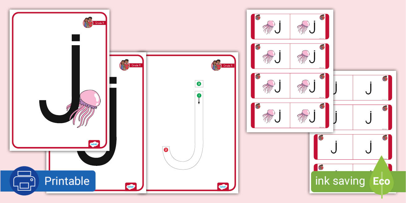 Gr. R Phonics J Poster, Flashcards and Robot Letter