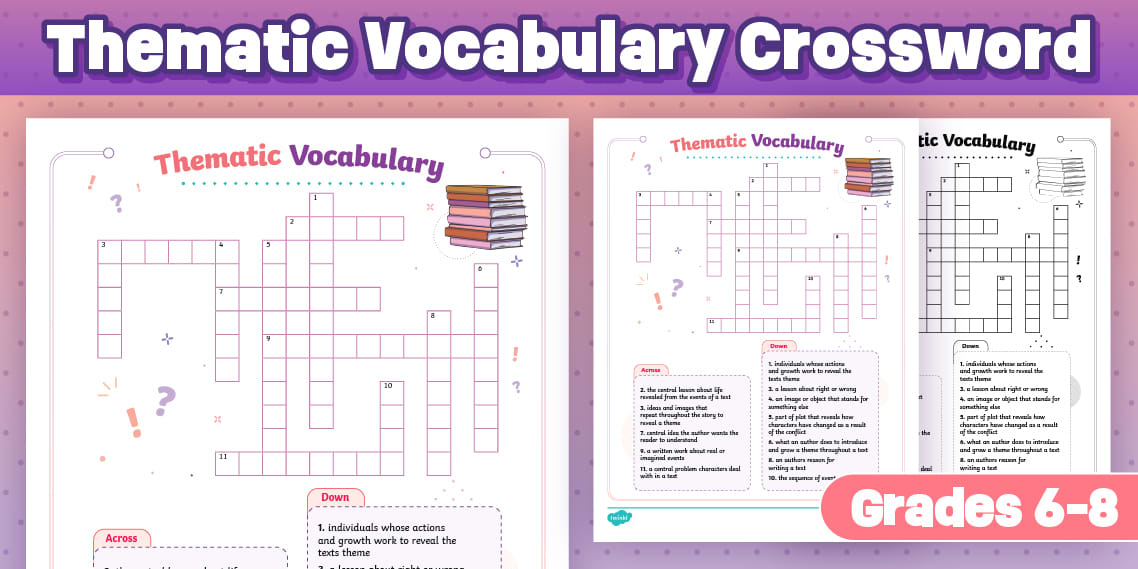 Thematic Vocabulary Crossword Puzzle for 6th-8th Grade