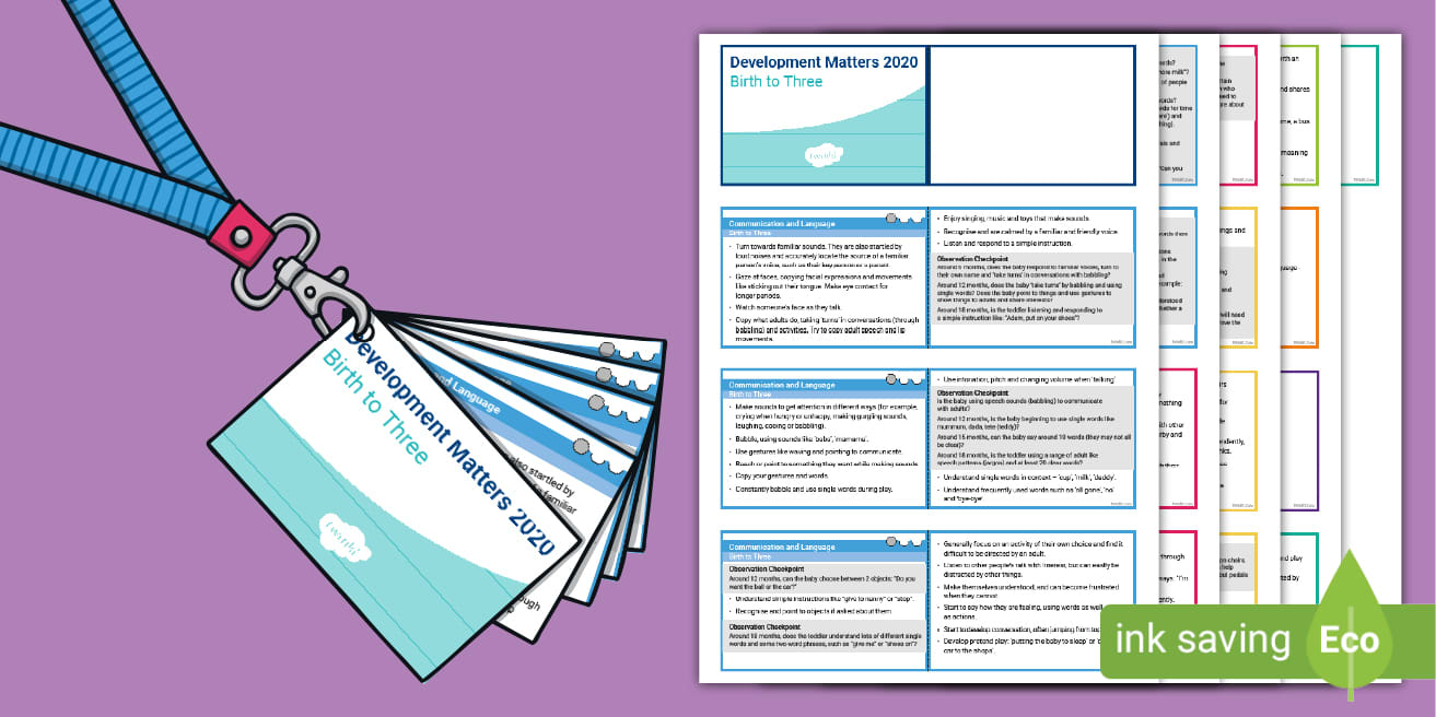EYFS Lanyard-Sized Development Matters with Checkpoints Birth to Three