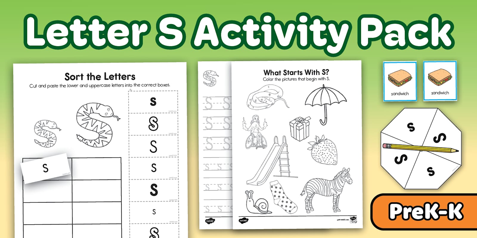 Letter S Worksheet and Activity Pack for PreK-K