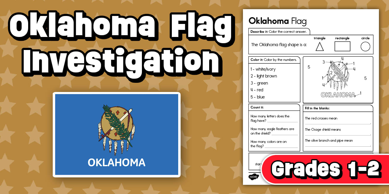 Oklahoma Flag Investigation Worksheet for 1st-2nd Grade