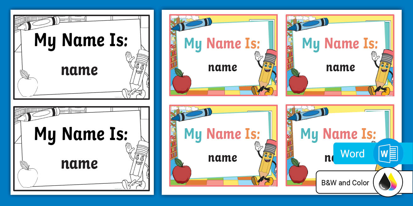 Editable Student Name Tags