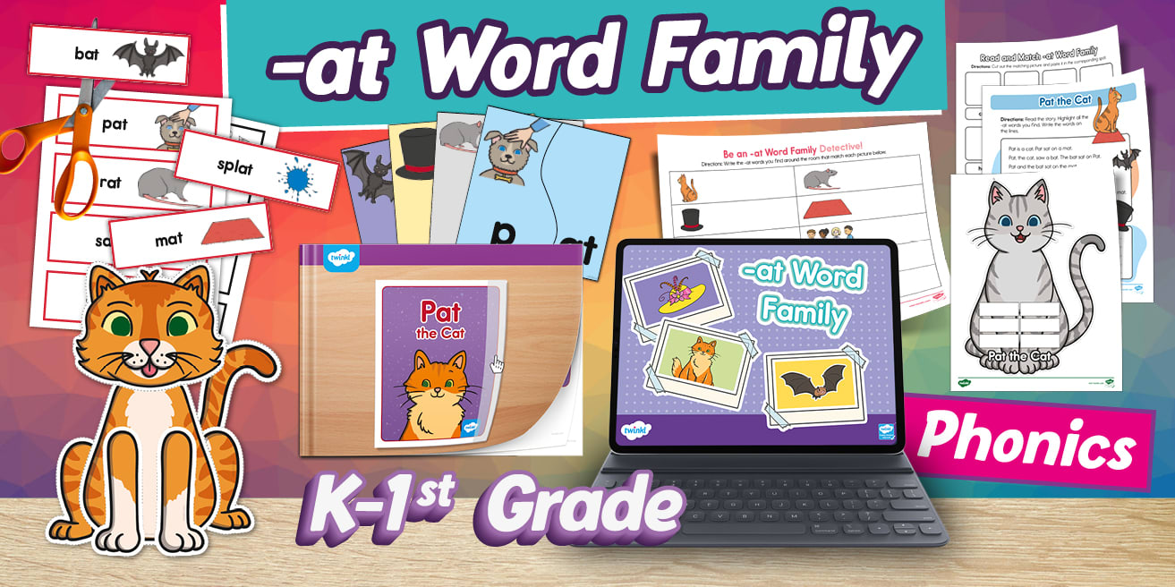 -at Word Family Resource Pack for K-1st Grade