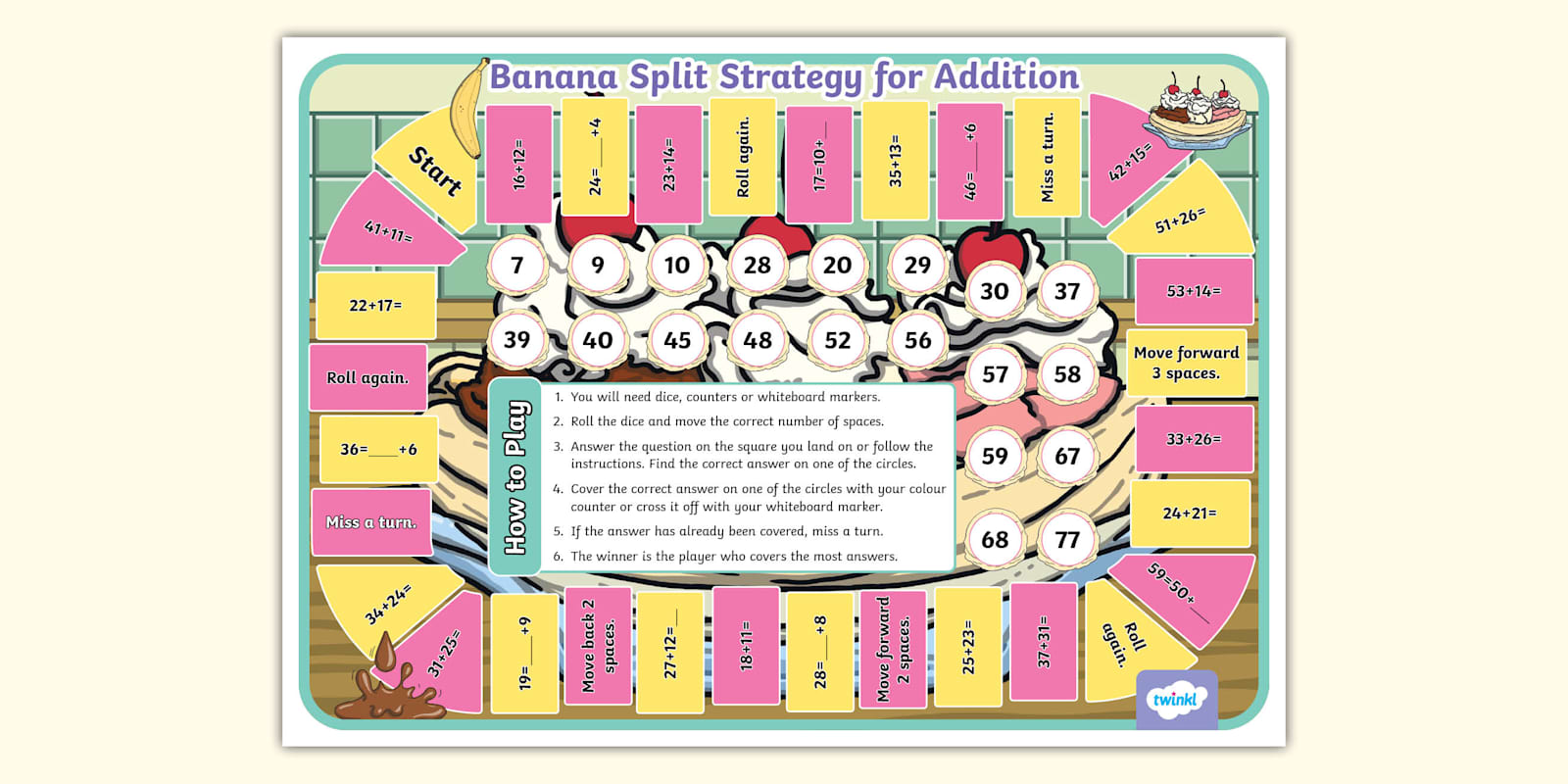 Banana Split Strategy for Addition Game Year 2