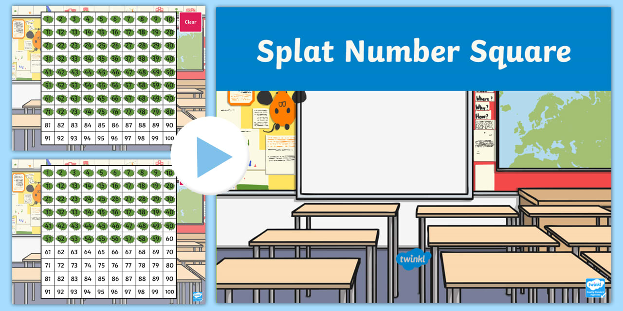 1-100 Number Square Splat PowerPoint | Twinkl