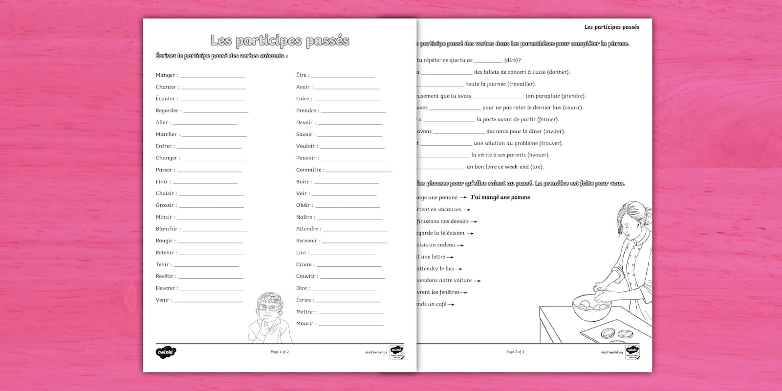 Les Participes Passés Worksheet
