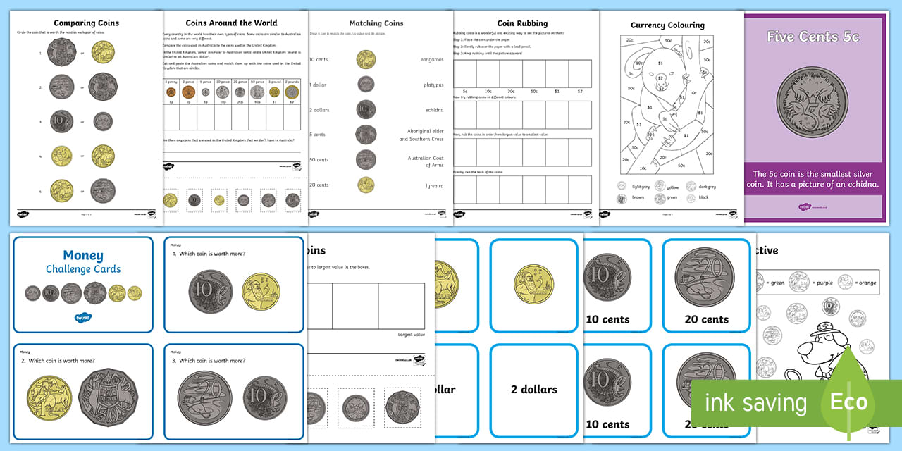 Australian Money Activities Year 1 | Money Worksheets