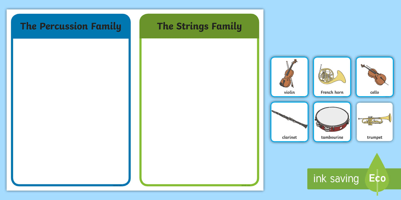 Orchestra Instrument Families Sorting Cards