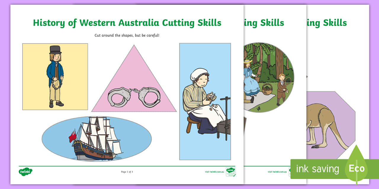 History of Western Australia Cutting Skills Worksheet