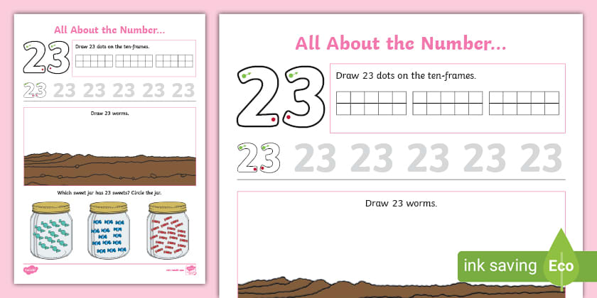 All About the Number 23 Worksheet