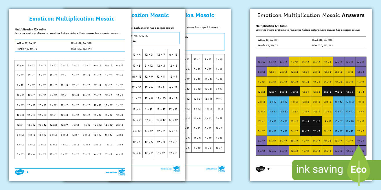 12x Table Emoticon Multiplication Differentiated Activity