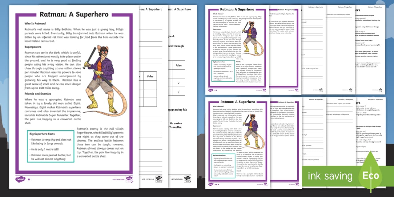 Ratman: A Superhero Differentiated Reading Comprehension Activity ...