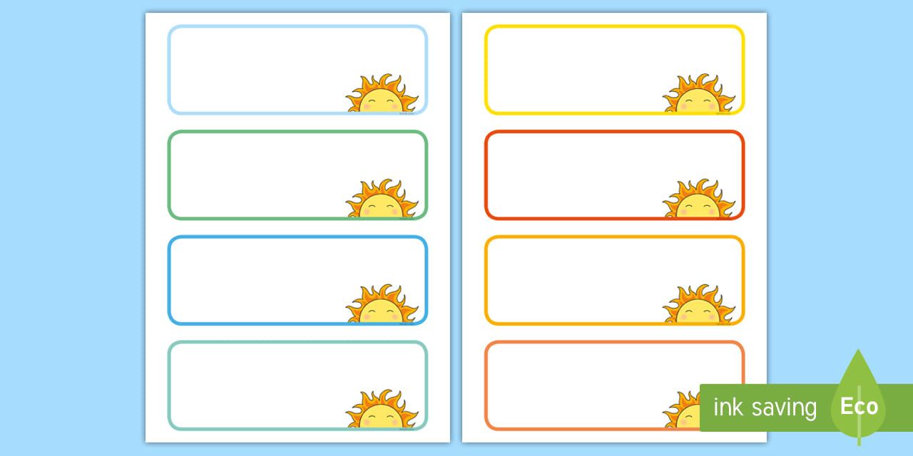 Editable Sunshine Labels