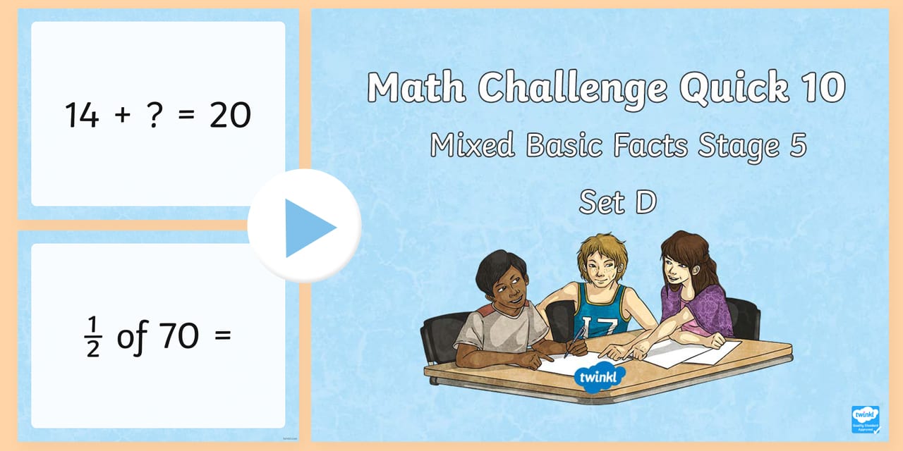 Quick 10 Mixed Basic Facts, Set D Stage 5, Level 2 PowerPoint - Basic ...