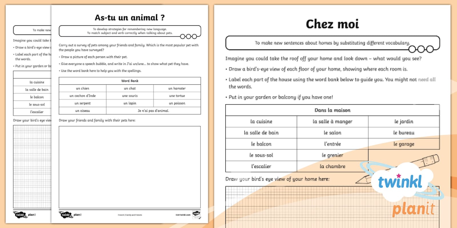 French: Family and Friends Year 3 Unit Home Learning Tasks