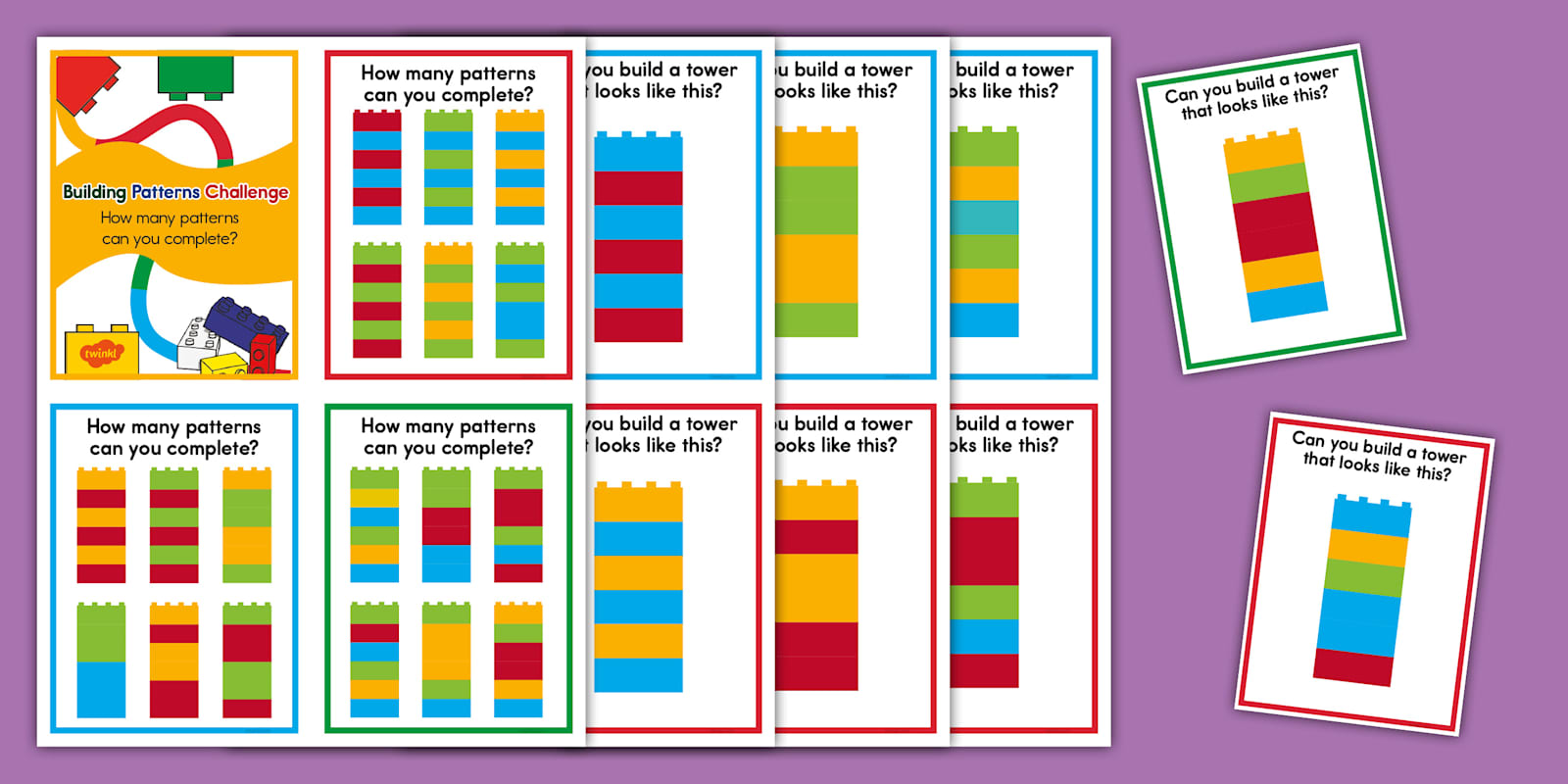 Building Patterns With Blocks Task Cards