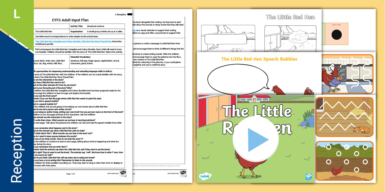 EYFS The Little Red Hen Storybook Authors Adult Input Plan and Resource ...