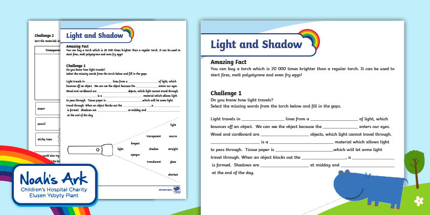Light and Shadows Activity Sheets