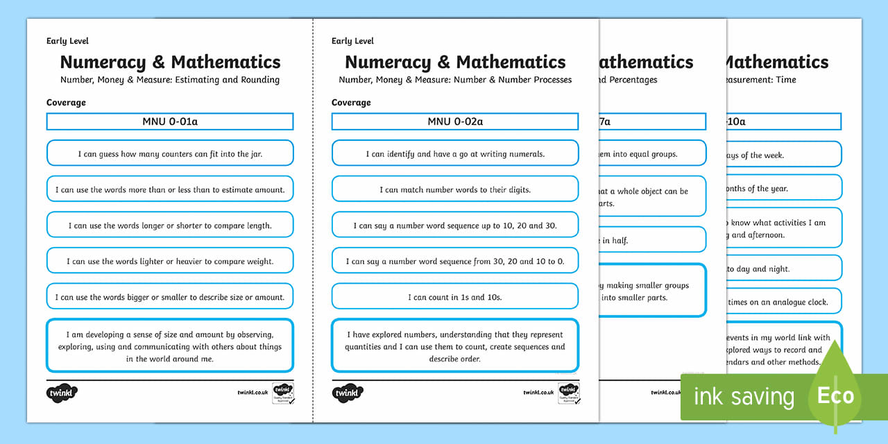 Early Level Numeracy and Mathematics Child-Friendly Assessment Tracker