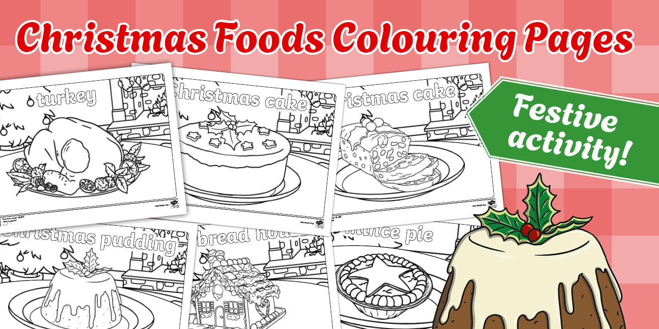 Christmas Foods Colouring Pages