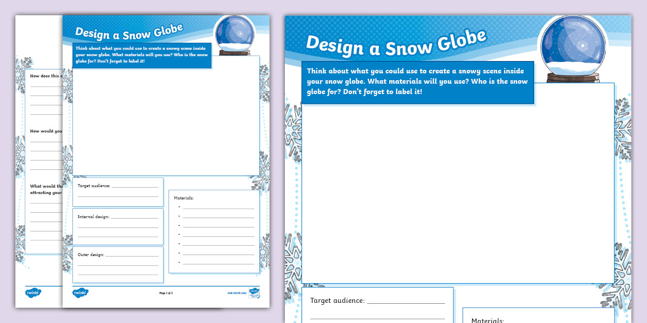 Design Your Own Snow Globe Activity Sheet