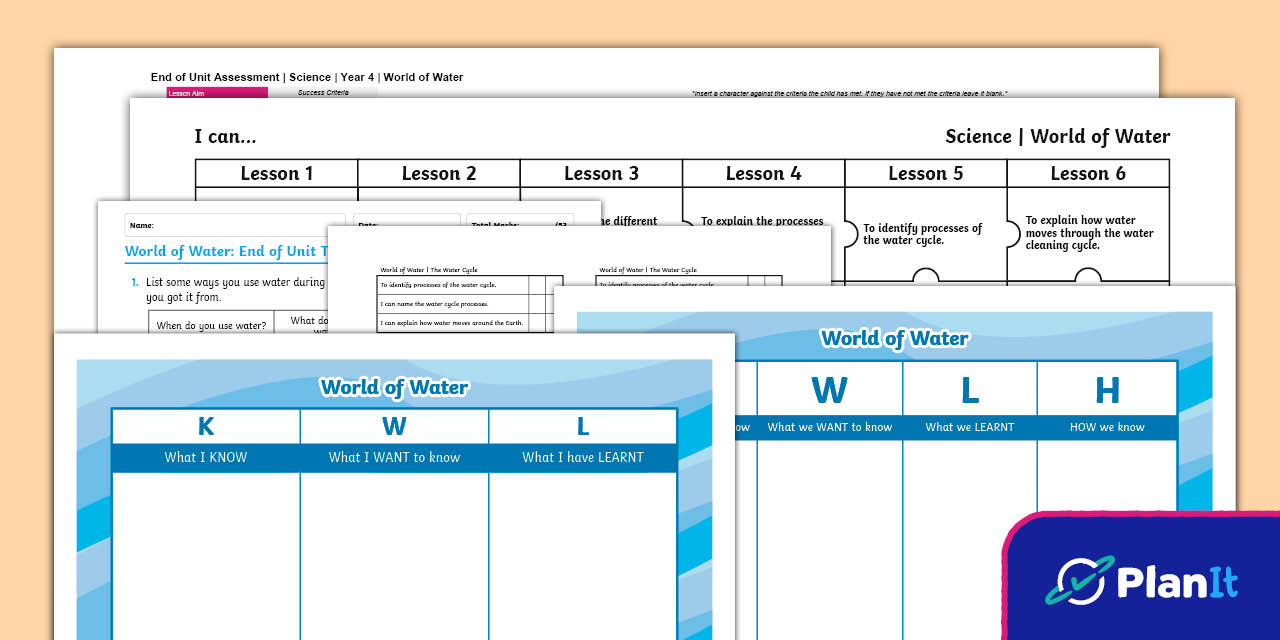 Year 4 Science World of Water Assessment Pack