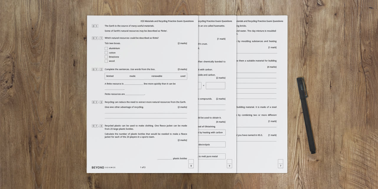 KS3 Materials and Recycling Foundation Practice Exam Paper