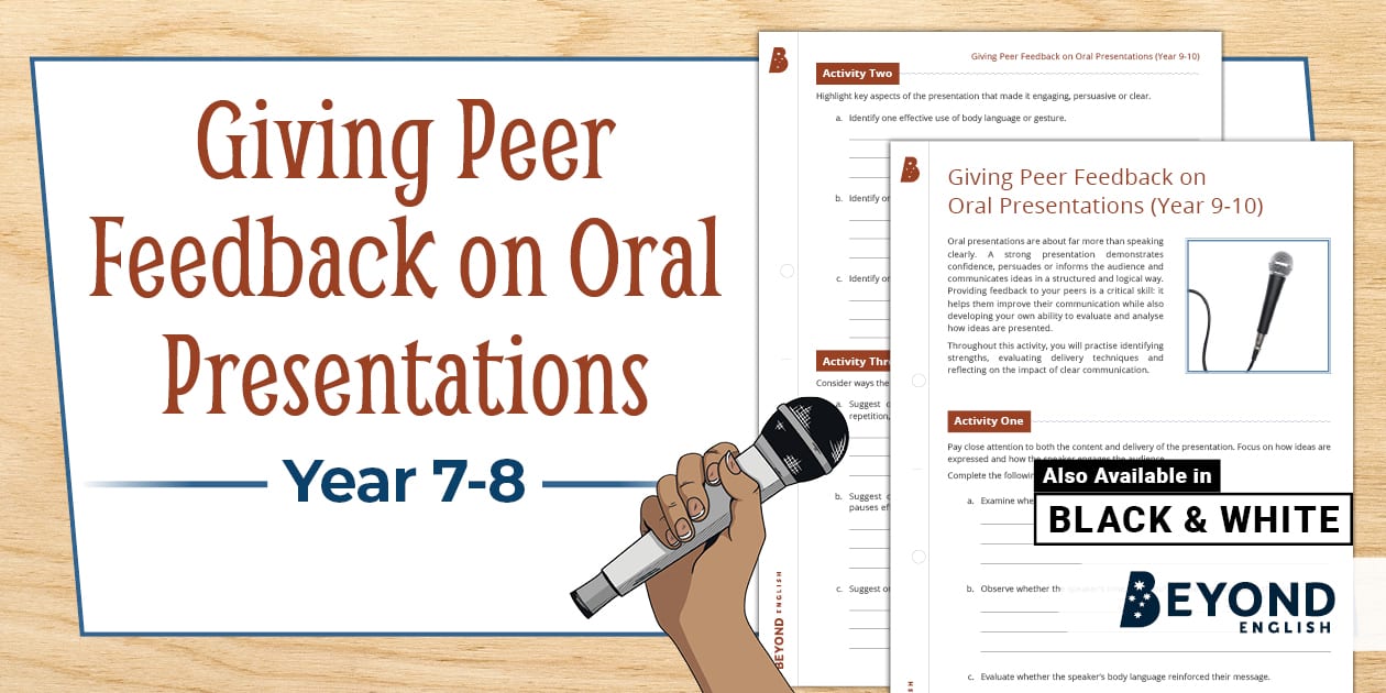 Giving Peer Feedback on Oral Presentations (Year 9-10)