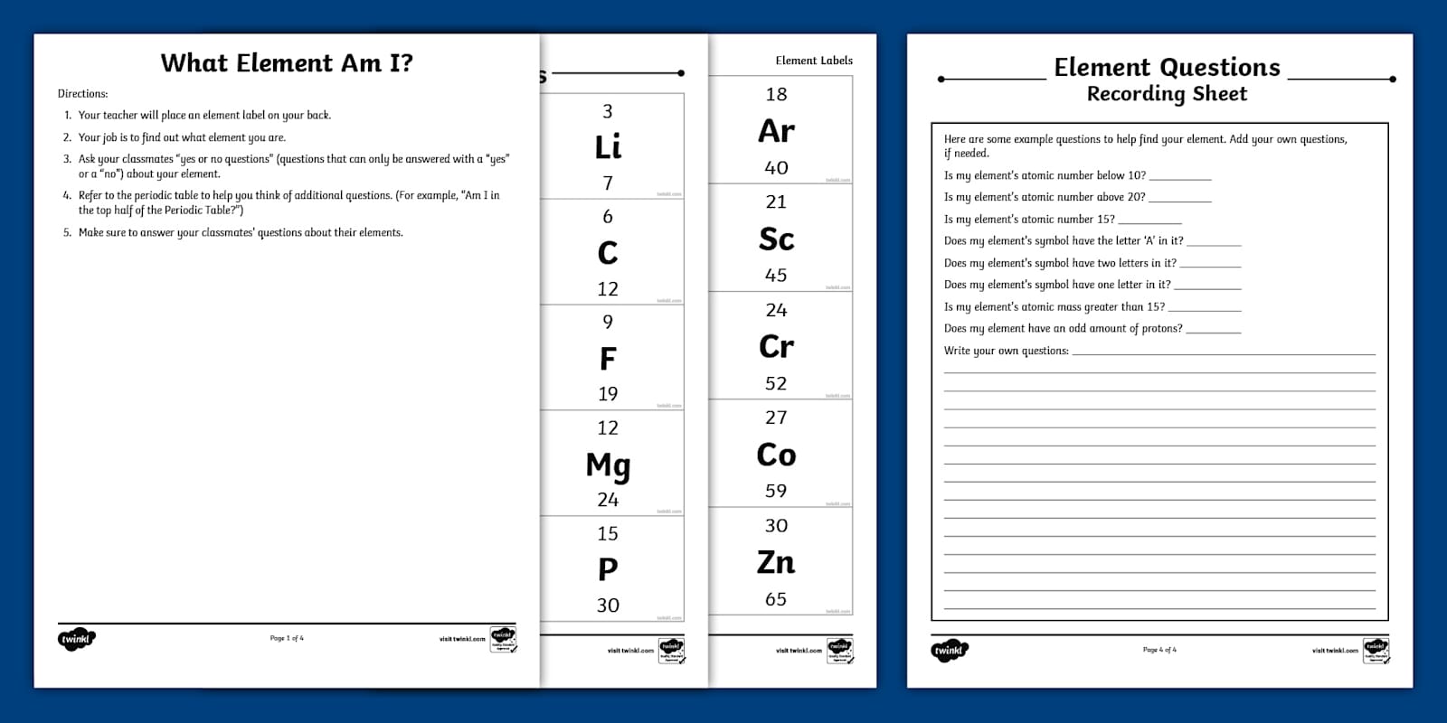 What Element Am I? Chemistry Game for 6th-8th Grade