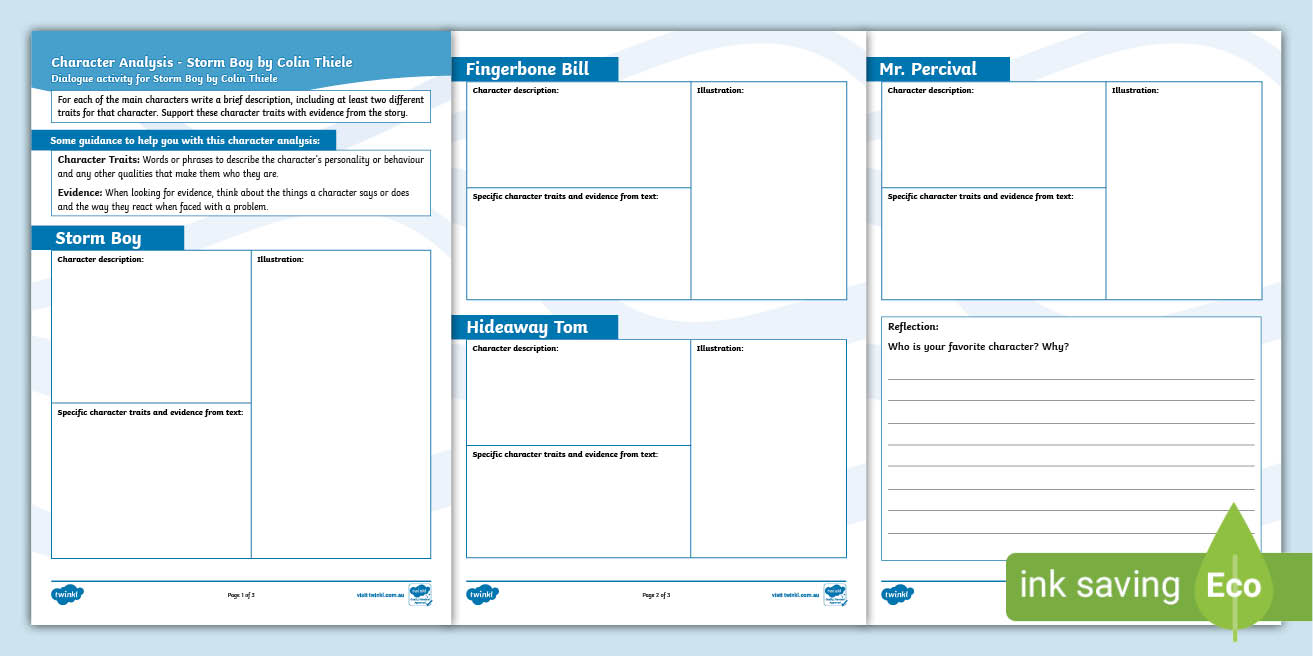 Storm Boy Character Analysis Activity Pages