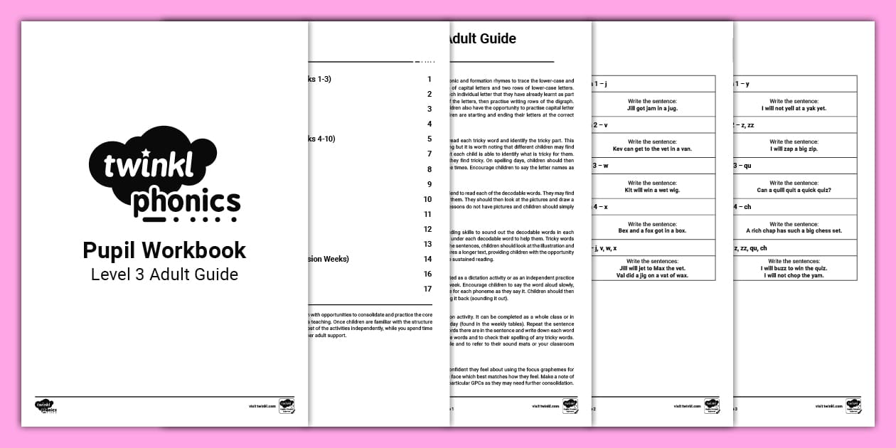 Level 3 Twinkl Phonics Pupil Workbook Guidance Pack - EYFS