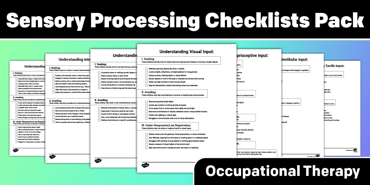 Sensory Processing Checklists Pack for OT