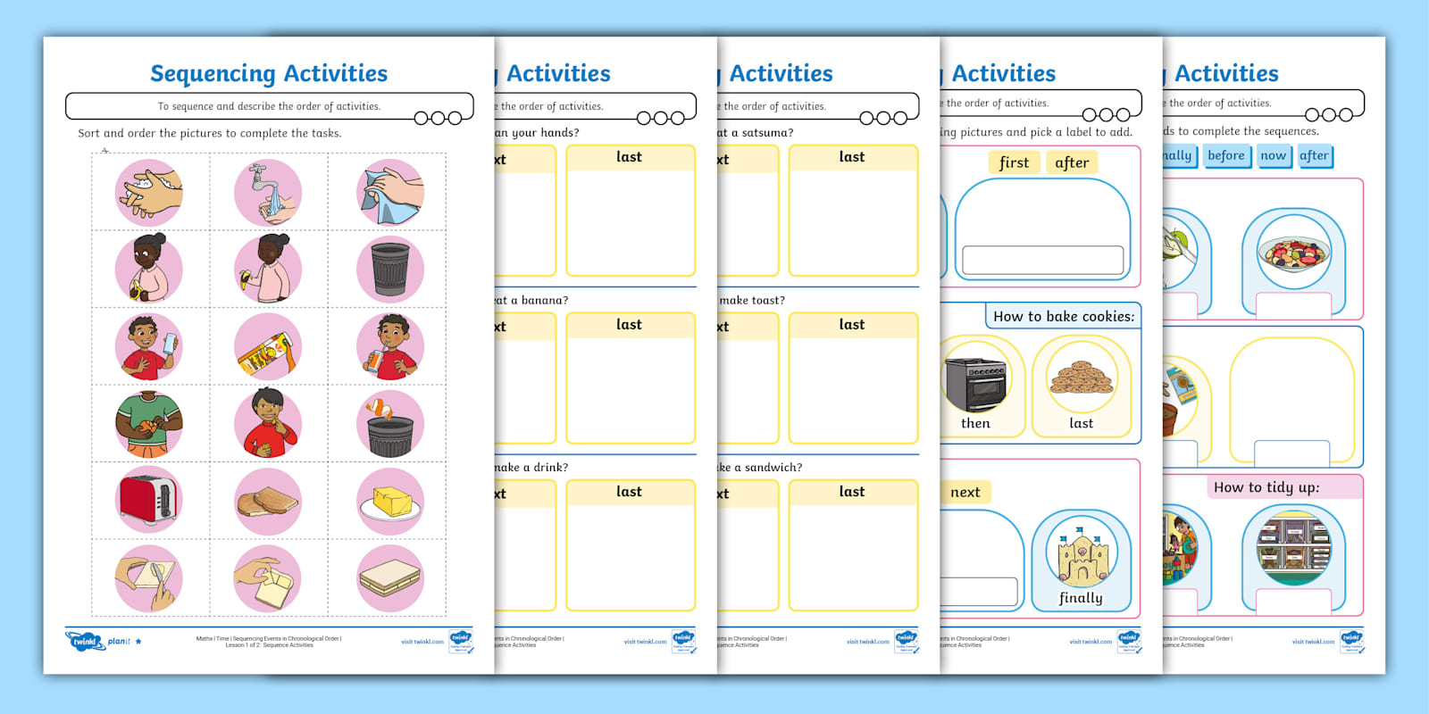 Sequencing Events in Chronological Order Maths Activity Sheets