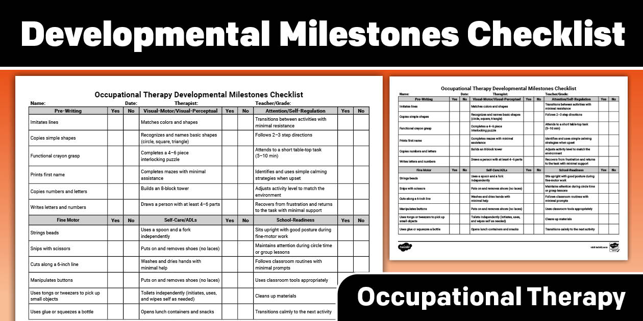 Occupational Therapy Developmental Milestones Checklist