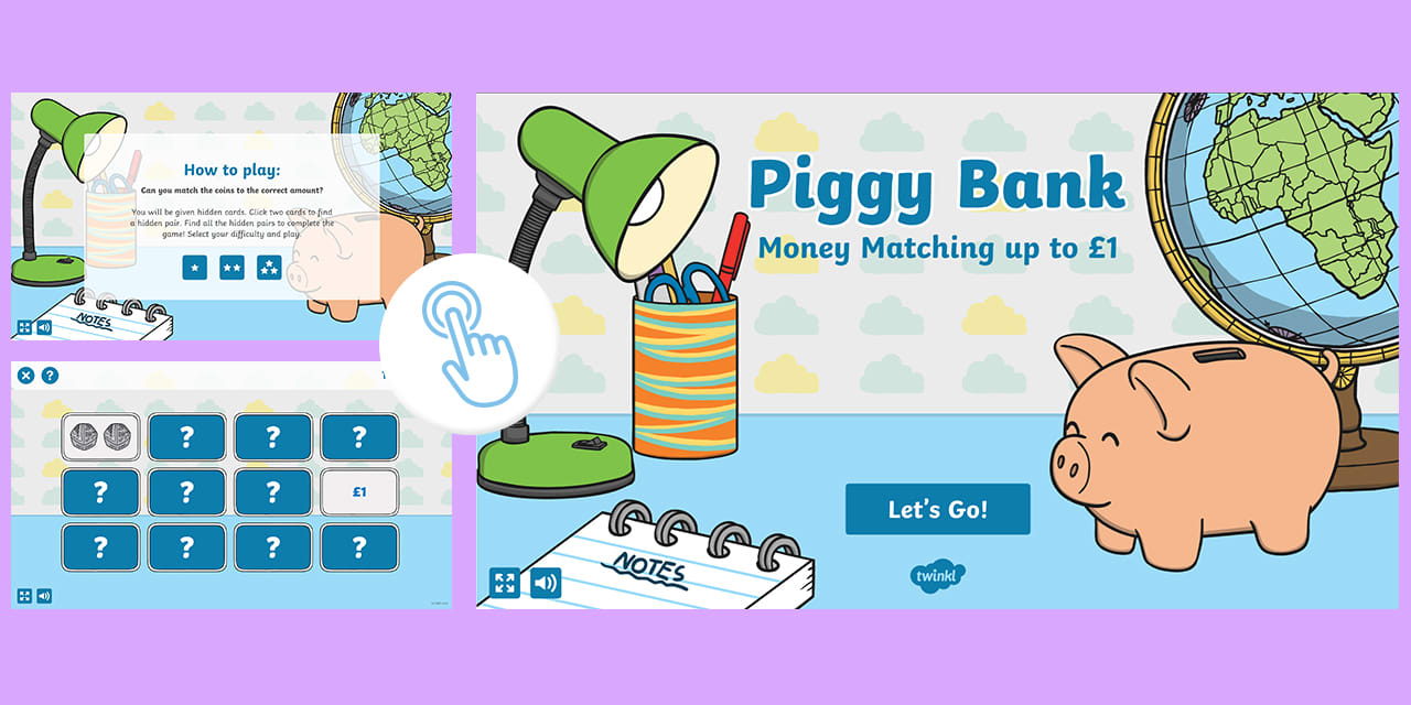 Piggy Bank: Money Matching up to £1 Game