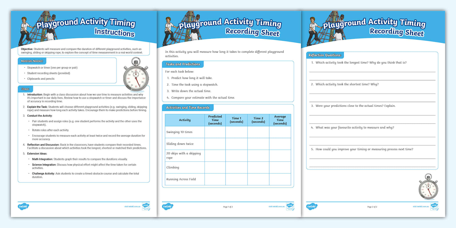 Outdoor Maths: Playground Activity Timing
